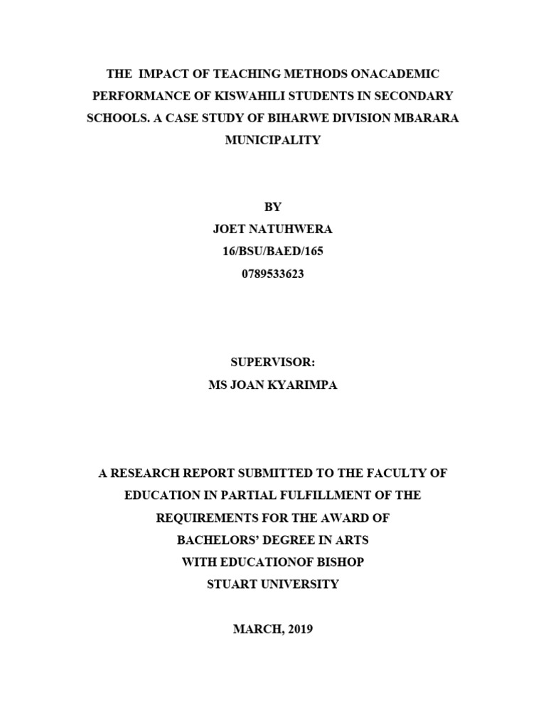 Joet Natuhwera Report - Methods of Teaching Kiswahili | PDF | Learning | Teaching Method