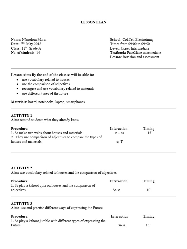 Lesson Plan Kahoot | PDF