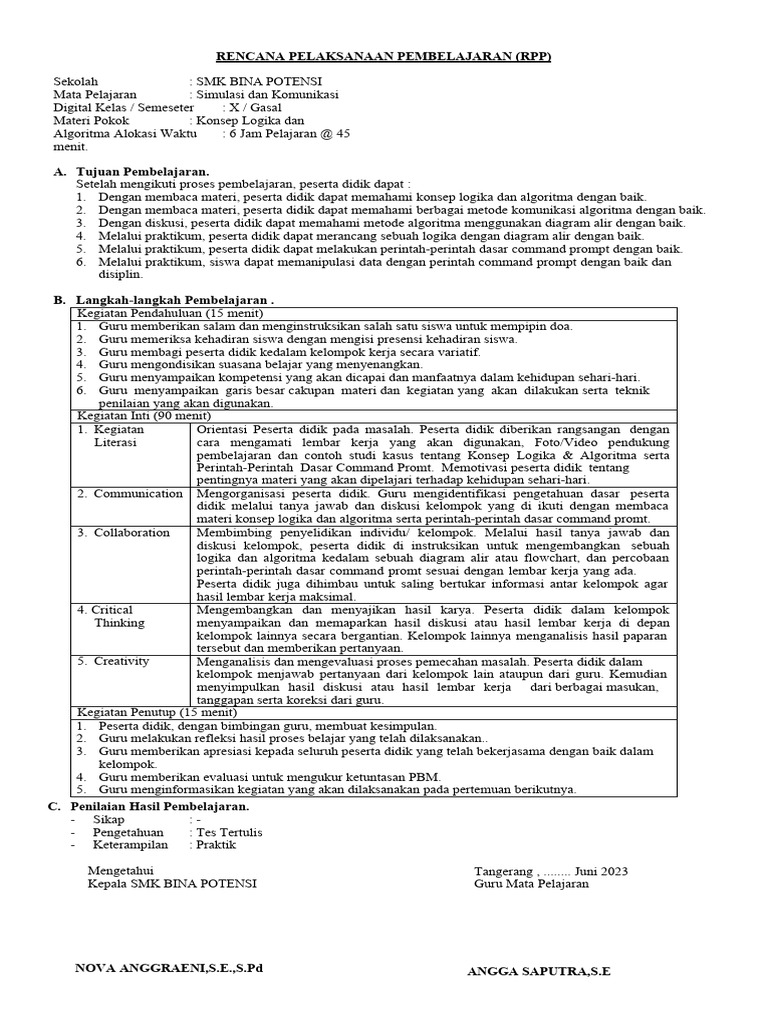 RPP Simulasi Digital | PDF