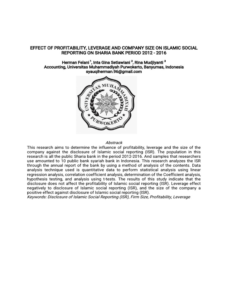 Profitability, Leverage & Size Impact on ISR | PDF