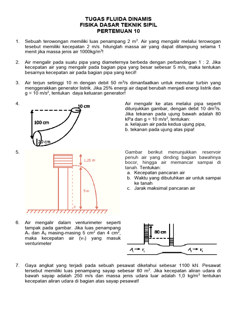 Soal Fluida Dinamis Kelas Xi | PDF | Sains & Matematika