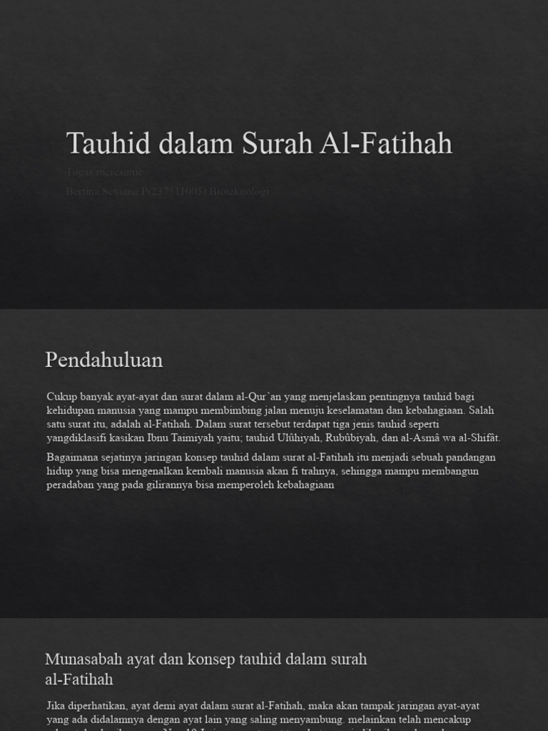 Tugas Meresume Tauhid Dalam Surah Al-Fatihah | PDF