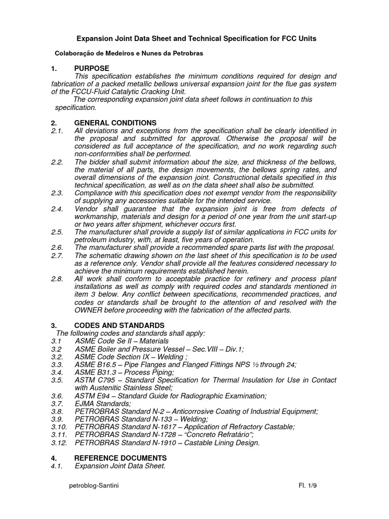 FCC Expansion Joint Specification | PDF | Construction | Welding