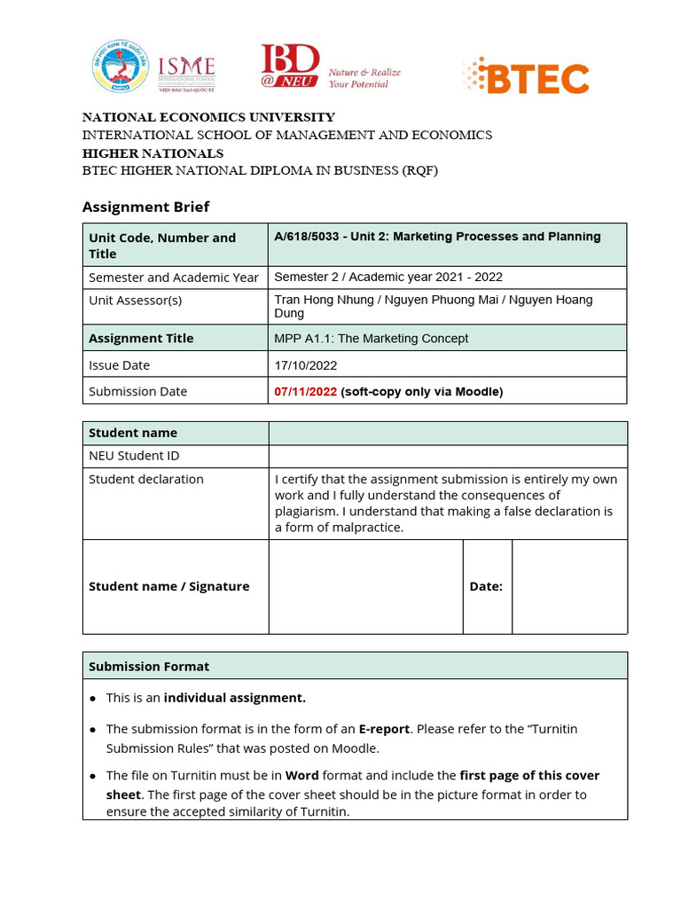 Assignment Brief MPP A1.1 102022 | PDF | Marketing | Market Segmentation