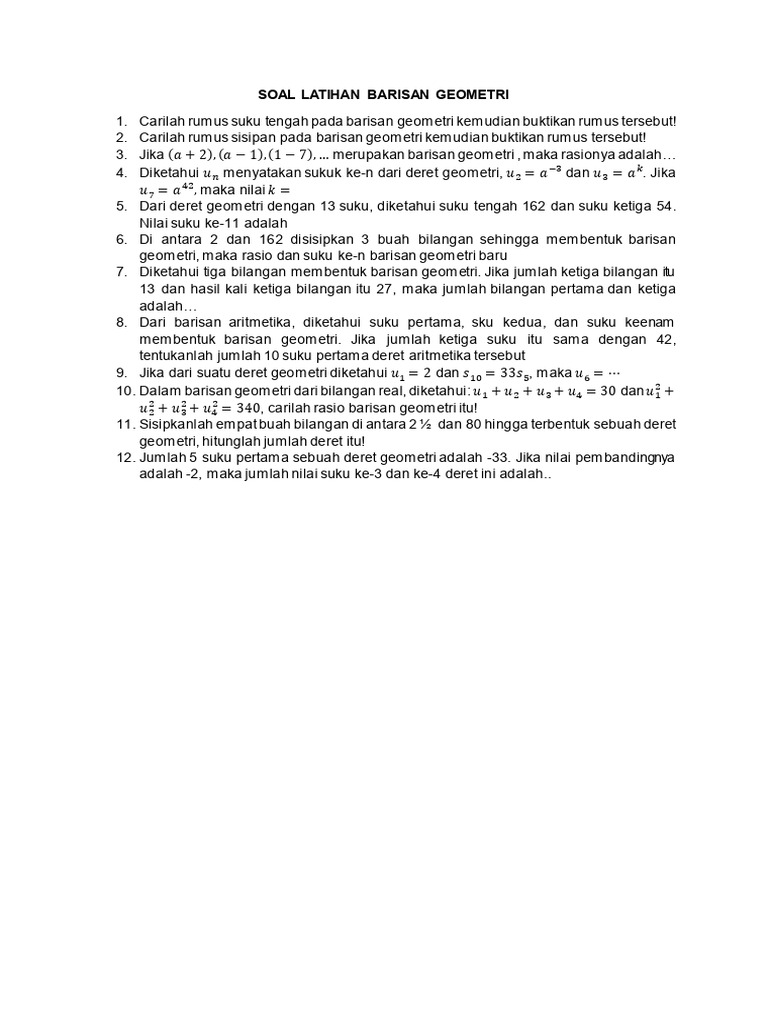 Soal LAtihan Kelas Xi - Barisan Dan Deret Geo | PDF
