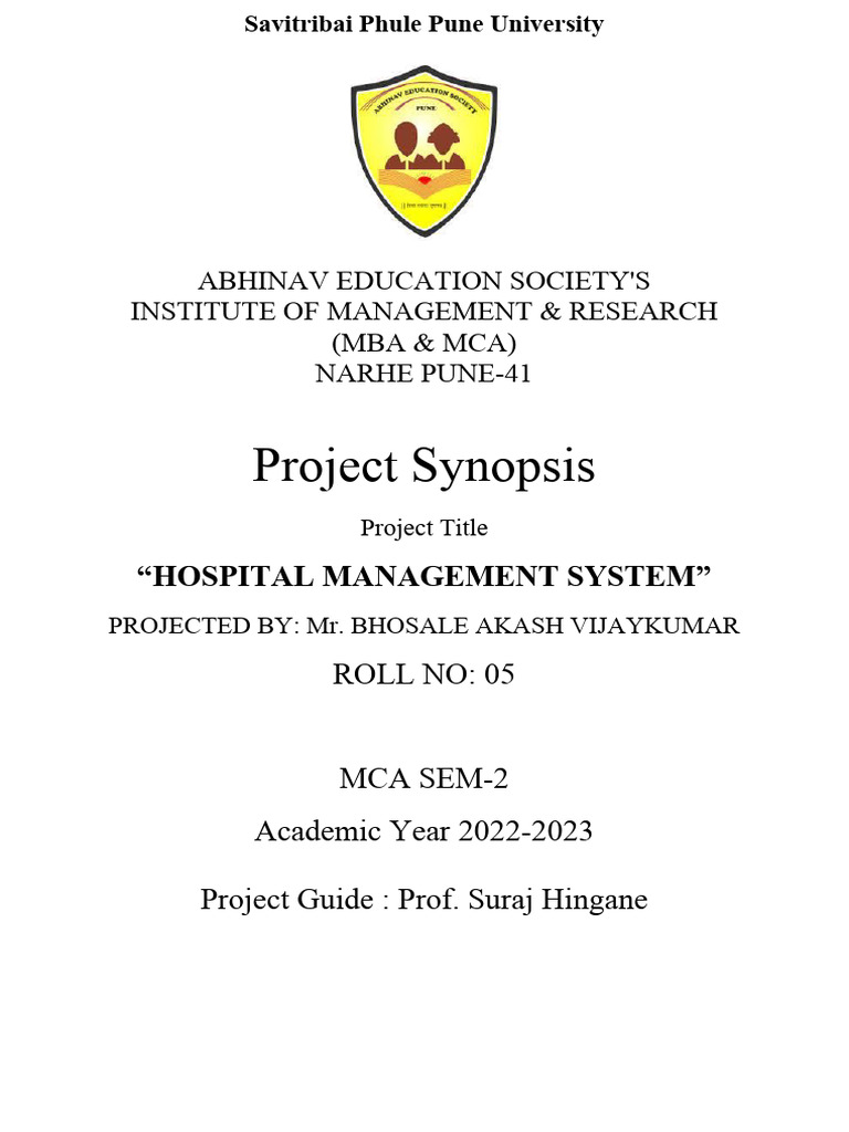 Hospital Management System Synopsis | PDF | Information | Computing