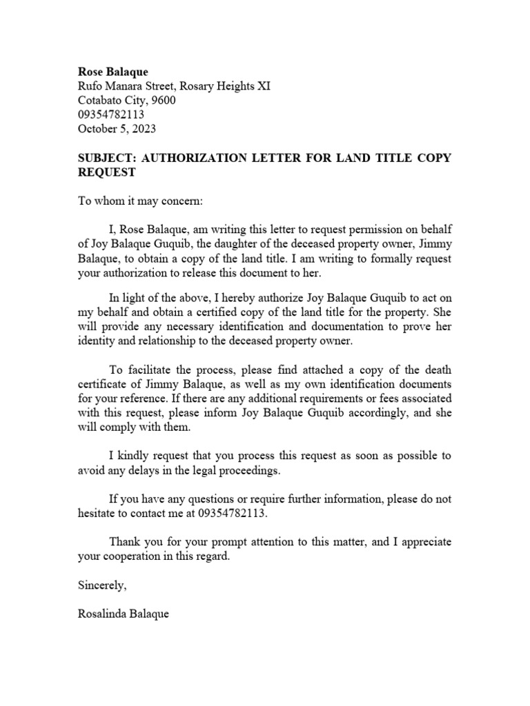 Authorization Letter | PDF