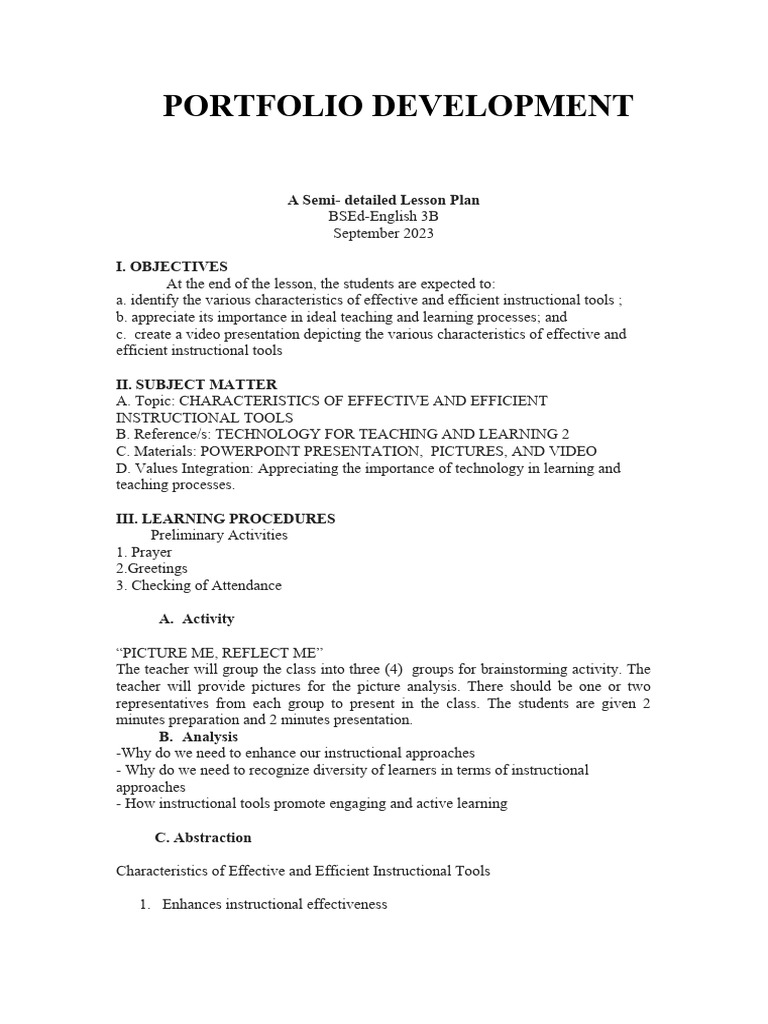 Portfolio Development | PDF | Learning | Communication