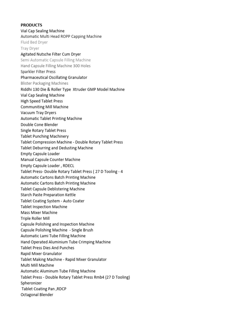 Product List | PDF | Tablet (Pharmacy) | Industrial Processes