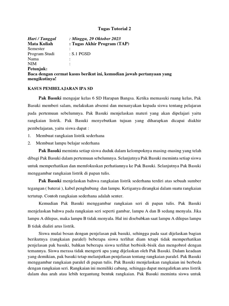 Tugas Tutorial 2 PDGK4500 - TAP 2023 Fix | PDF