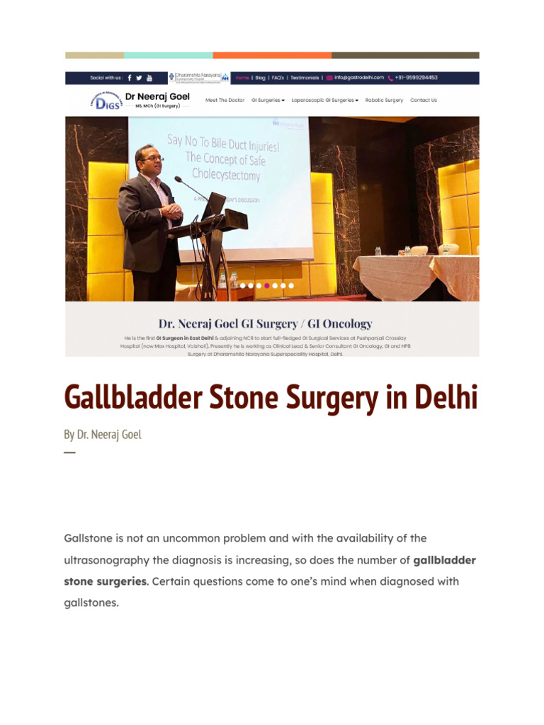Gallbladder Stone Surgery in Delhi | PDF | Gallbladder | Epidemiology