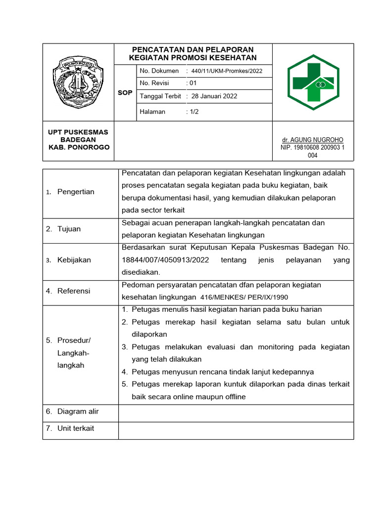 Sop Pencatatan Dan Pelaporan | PDF