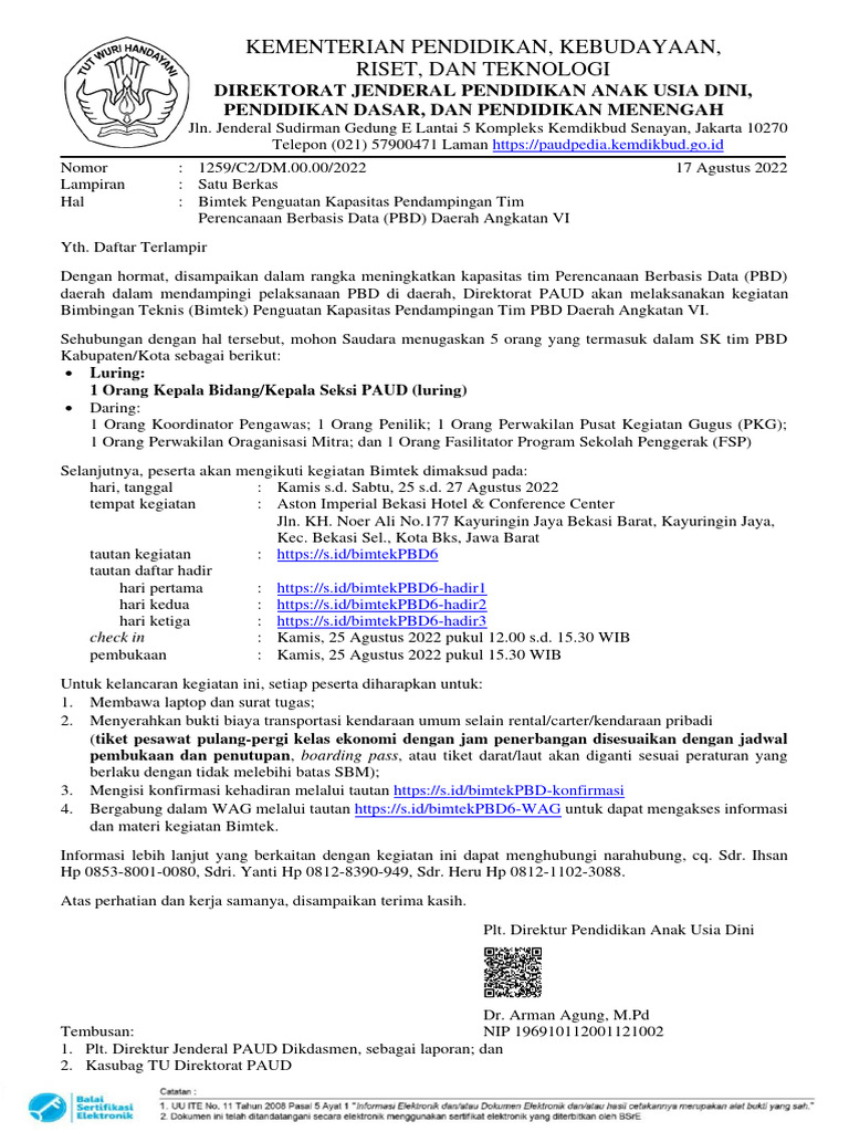 1 - SU - Peserta - Bimtek PBD Daerah Angkatan VI - PSP | PDF