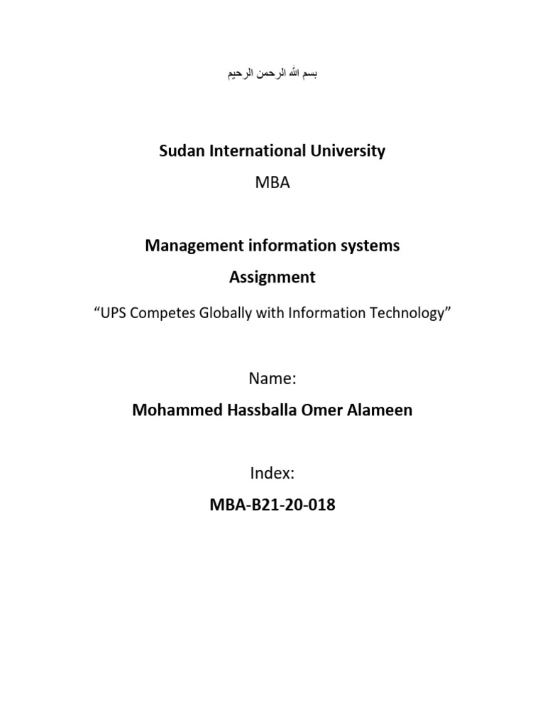 MIS Assignment | PDF | United Parcel Service | Information