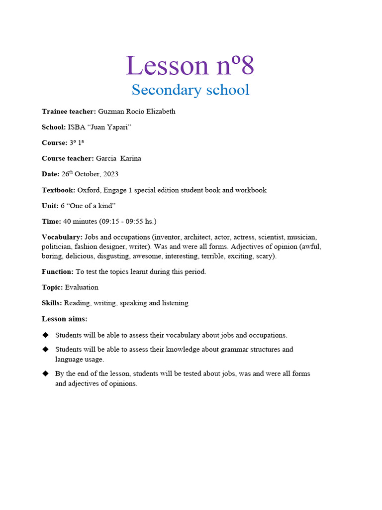 Lesson 8 - V1 | PDF