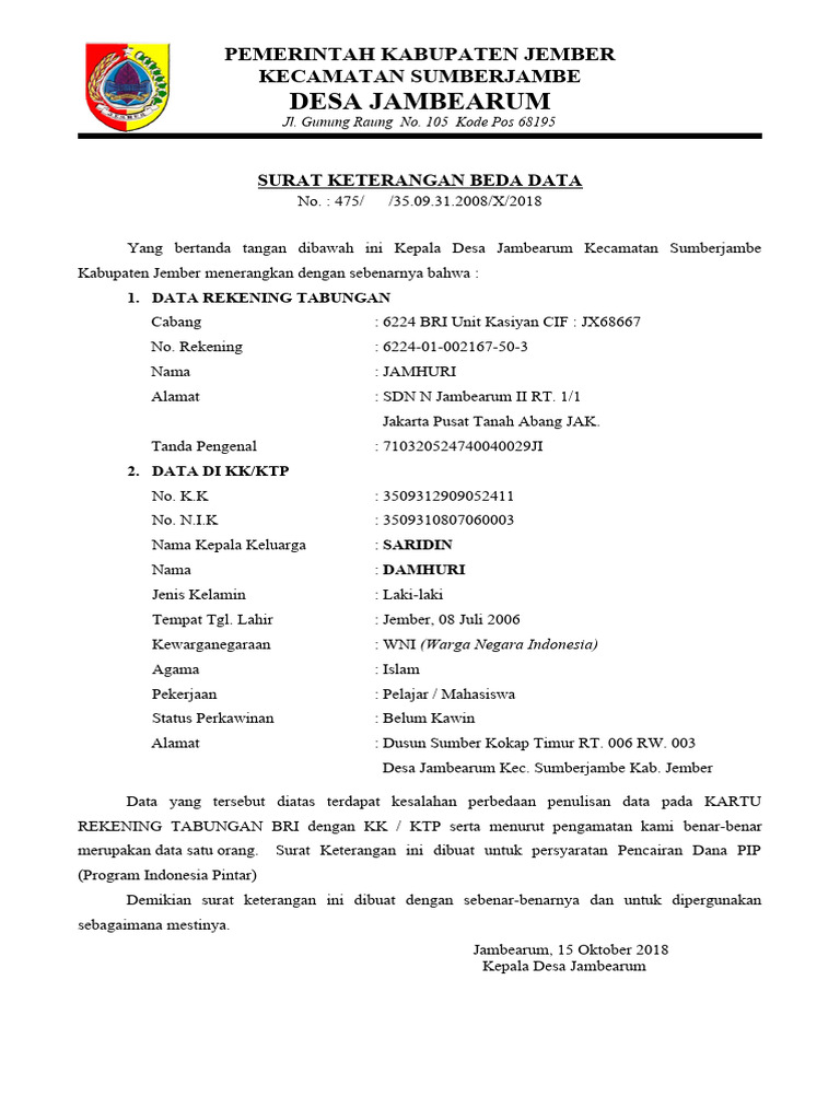Beda Data Bri Dan KK | PDF
