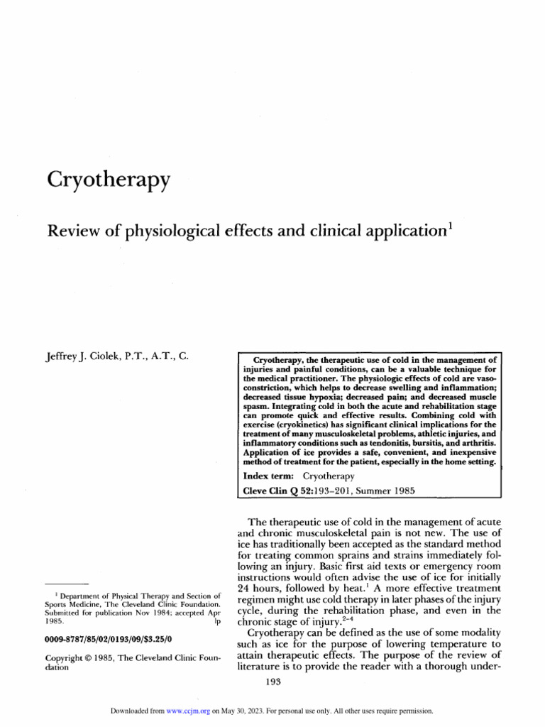 Cryotherapy | PDF | Physical Therapy | Medicine