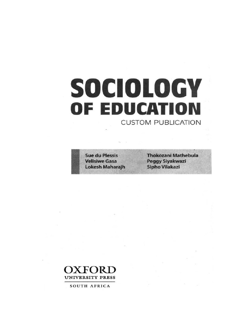 Sociology of Education | PDF | Sociology | Philosophical Theories