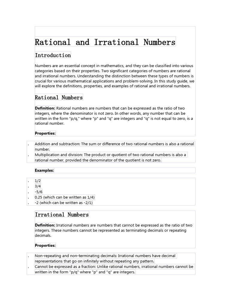 Rational and Irrational Numbers | PDF | Numbers | Rational Number