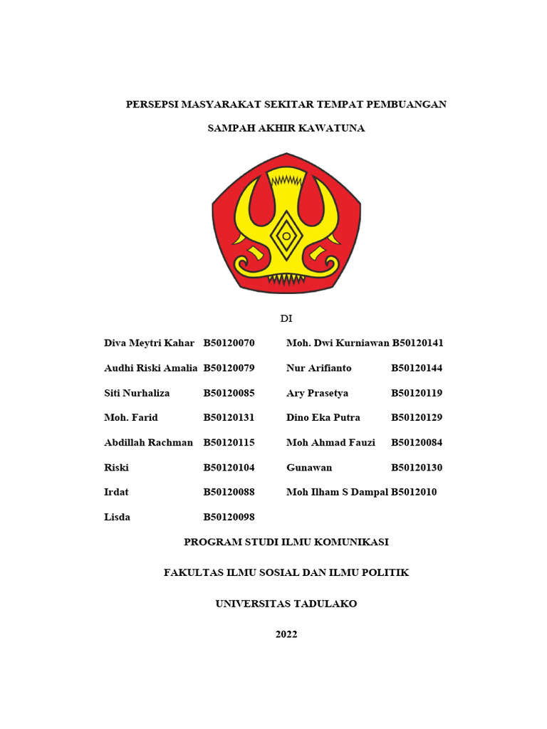 Kelompok 4 KLH (Persepsi Masyarakat Sekitar Tpa Kawatuna) - 074358 | PDF