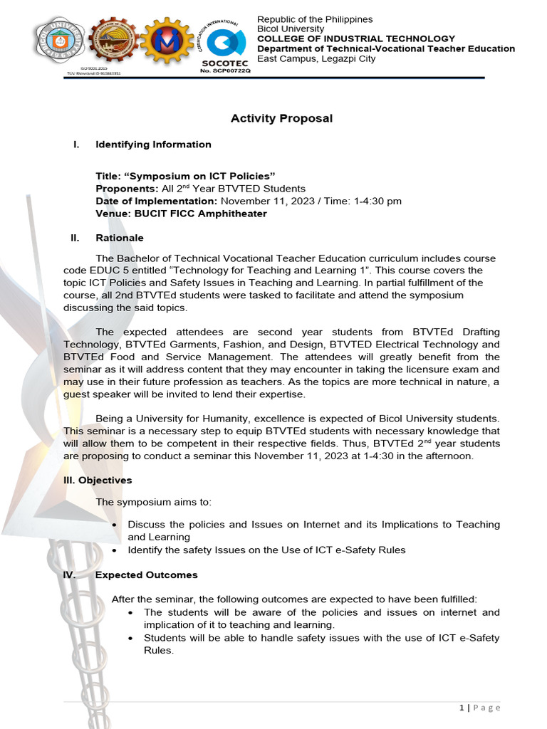 ICT Symposium for BTVTEd Students | PDF | Educational Technology ...