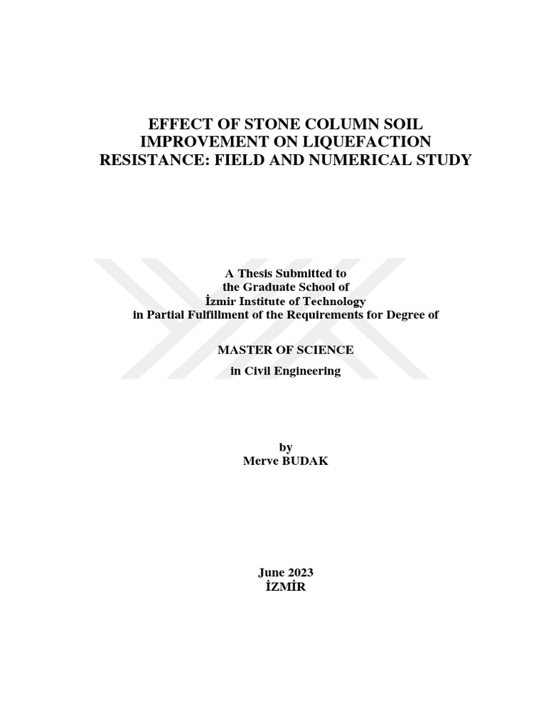 Effect of Stone Column Soil Improvement On Liquefaction Resistance: Field and Numerical Study ...