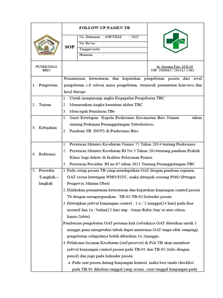 Prosedur Follow Up Pasien TB | PDF