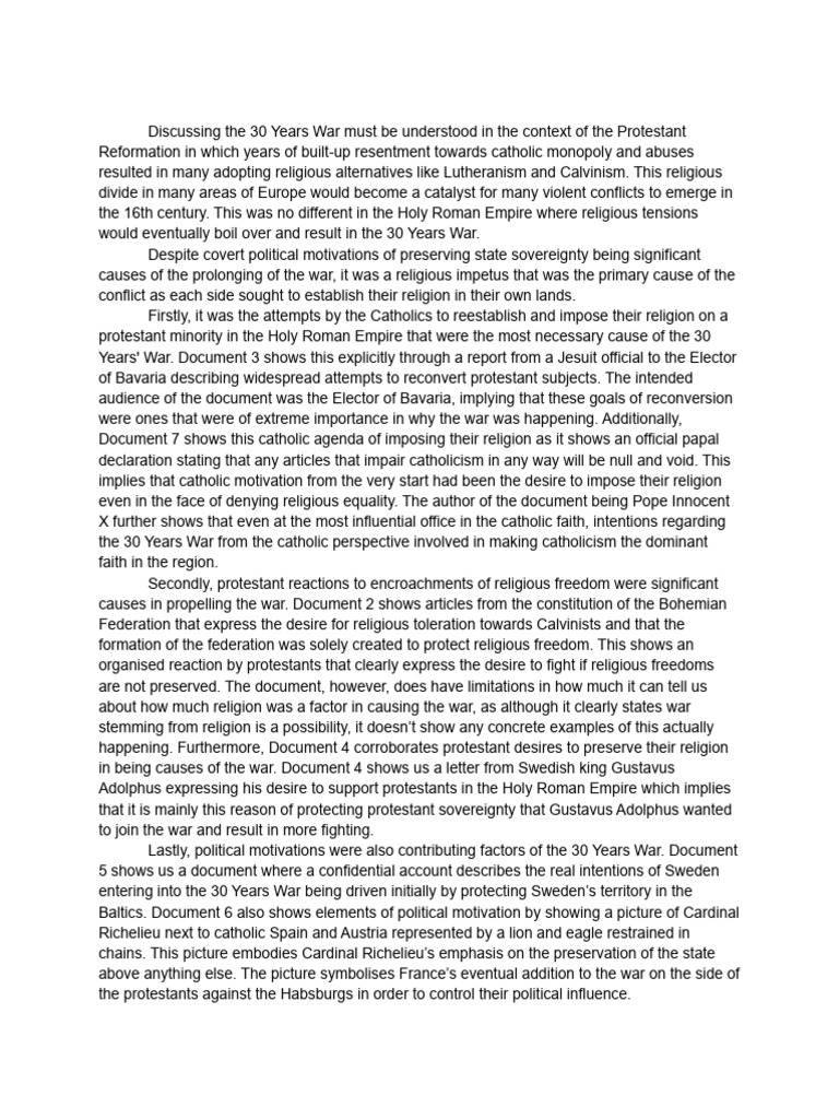 30 Years War DBQ | PDF | Protestantism | Catholic Church