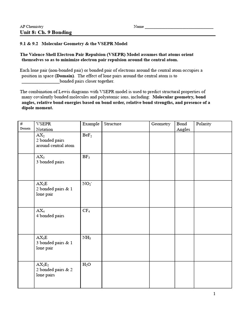 Anchor Guide CH 9 Expanded Octet Pi Bonds and Spectros | PDF | Chemical ...