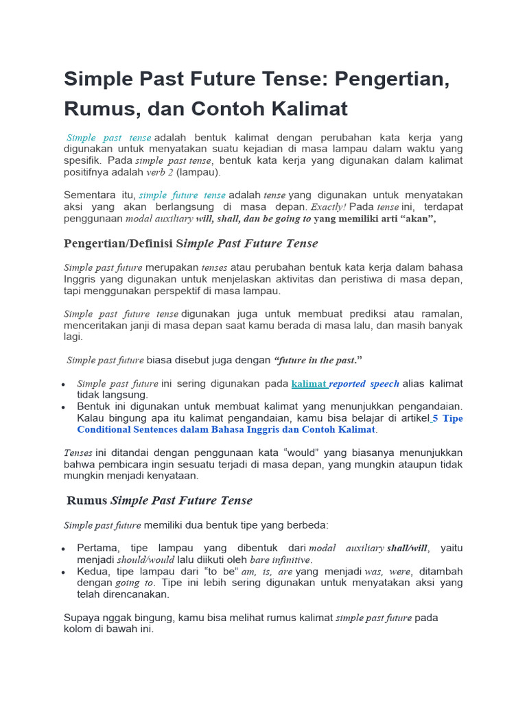 Simple Past Future Tense | PDF