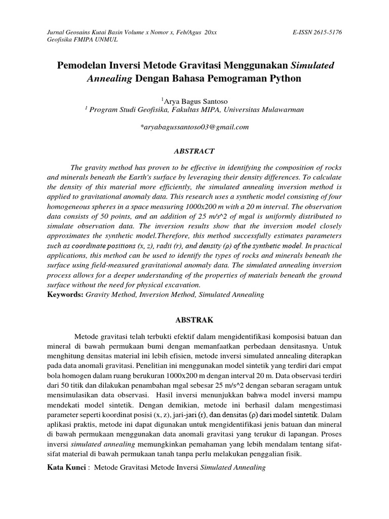 Inversi Gravitasi dengan Simulated Annealing | PDF
