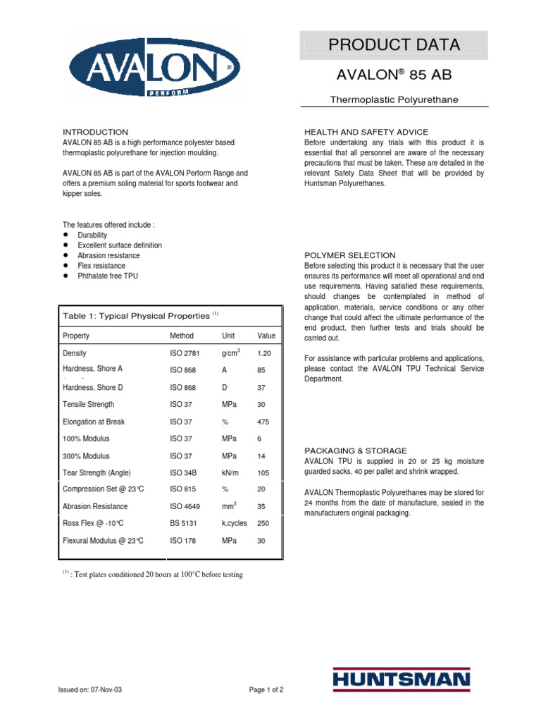 Avalon 85 AB | PDF | Screw | Materials