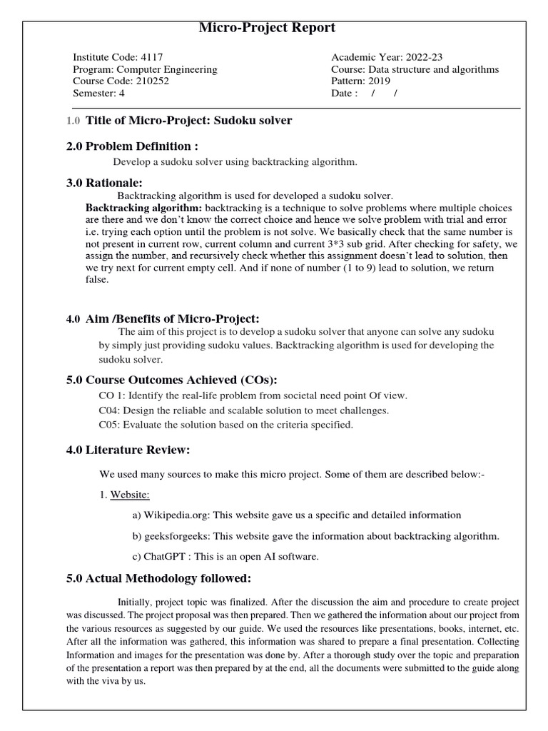 DSA Microproject Report | PDF | Algorithms | Applied Mathematics DSA Microproject Report | PDF | Algorithms | Applied Mathematics