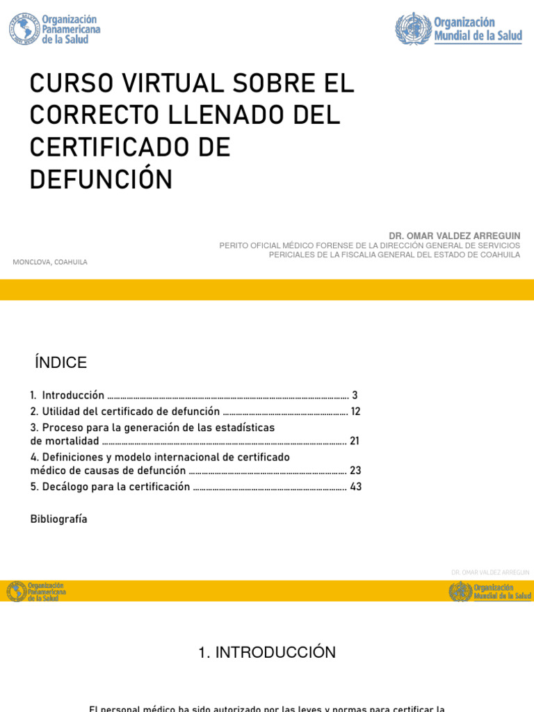 Curso Virtual Sobre El Correcto Llenado Del Certificado de Defunción | PDF | El embarazo | Muerte