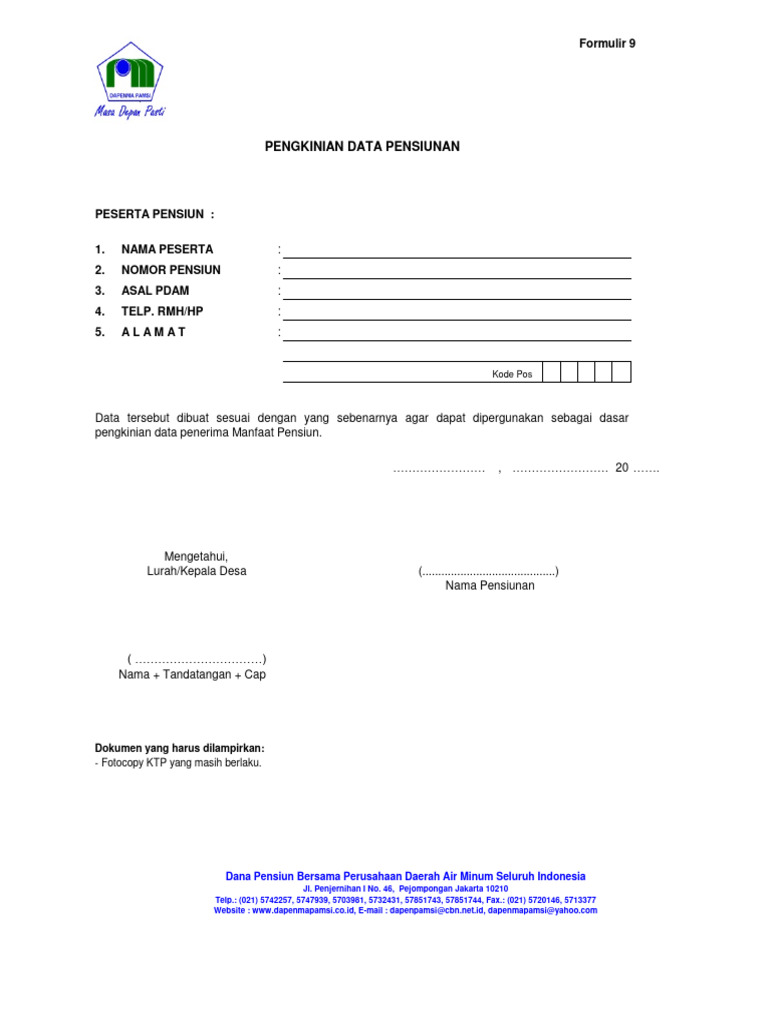 PDAM Pengkinian Data Pensiun | PDF