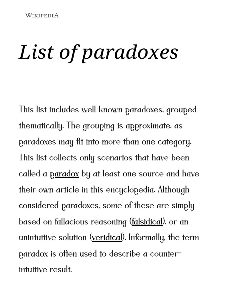 List of Paradoxes - Wikipedia | PDF | Quantum Mechanics | Special ...