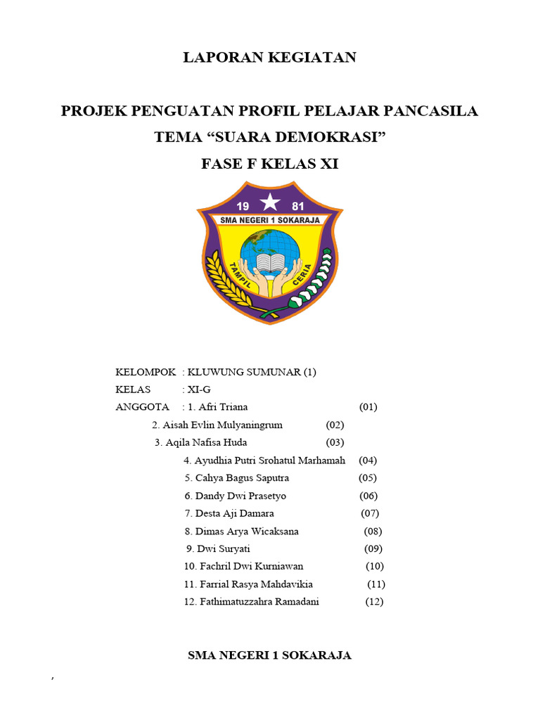 LAPORAN KEGIATAN P5 Suara Demokrasi | PDF | Karier & Perkembangan | Kajian Bahasa Asing