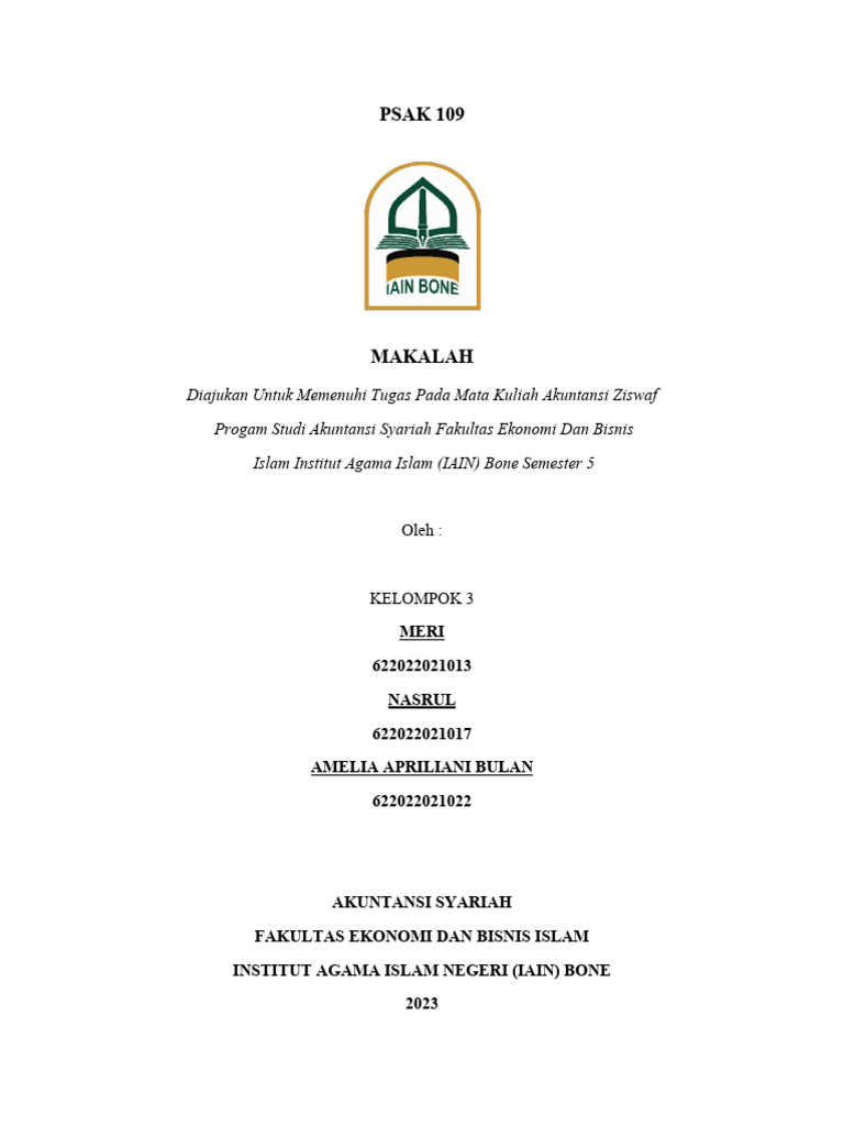 Akuntansi Zakat: PSAK 109 dan ZIS | PDF