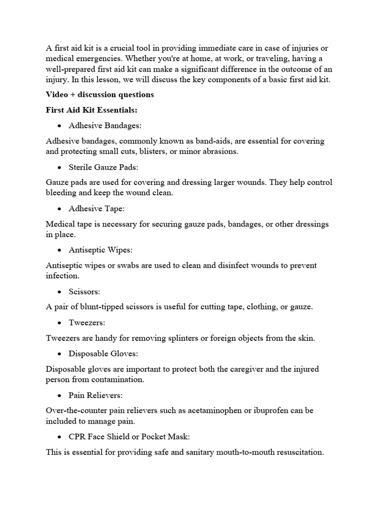 A First Aid Kit | PDF | Wound | First Aid