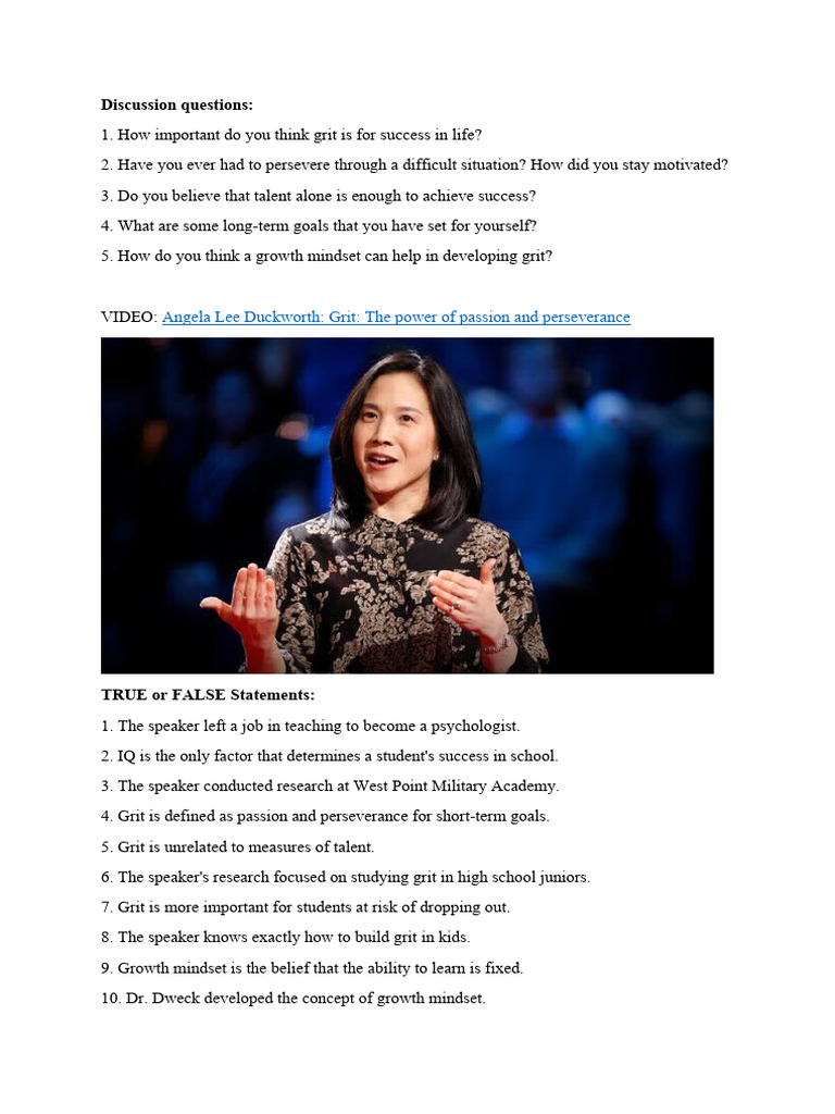 Grit The Power of Passion and Perseverance | PDF | Grit (Personality ...