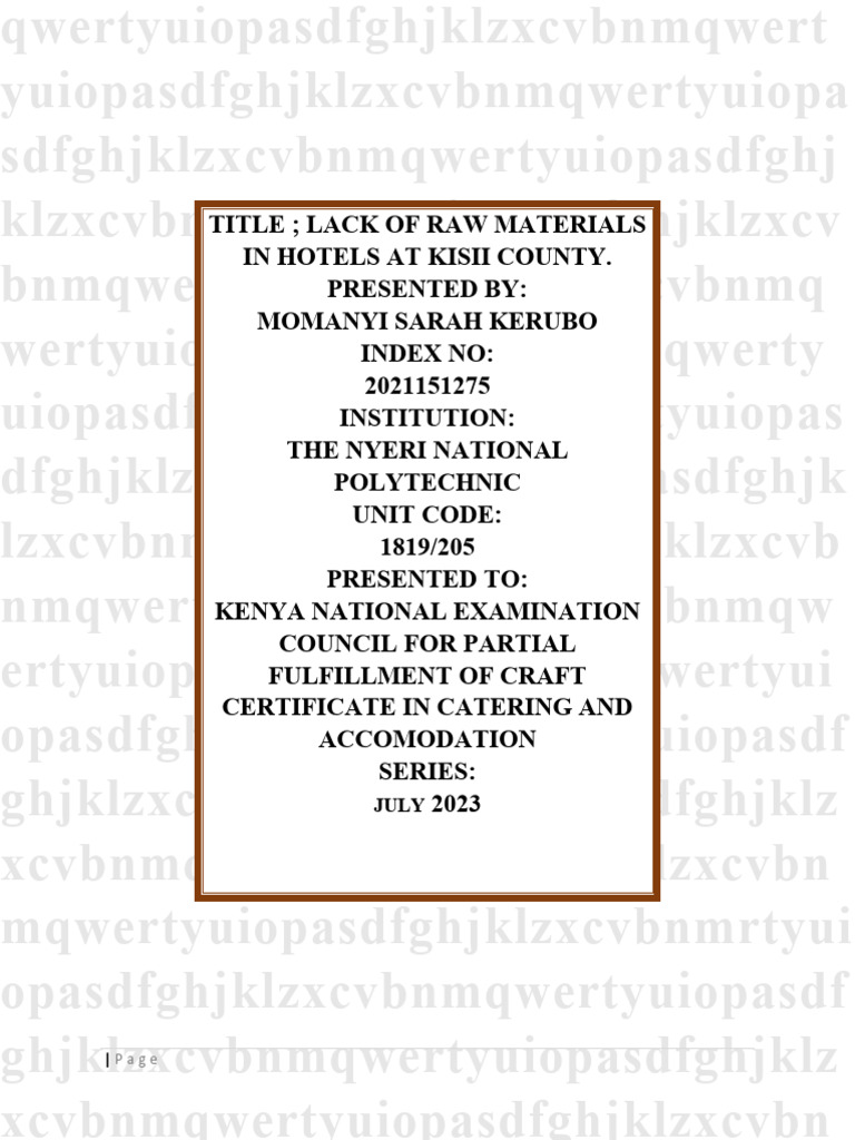 Index 2021151275 MOMANYI SARAH KERUBO | PDF | Supply Chain | Demand