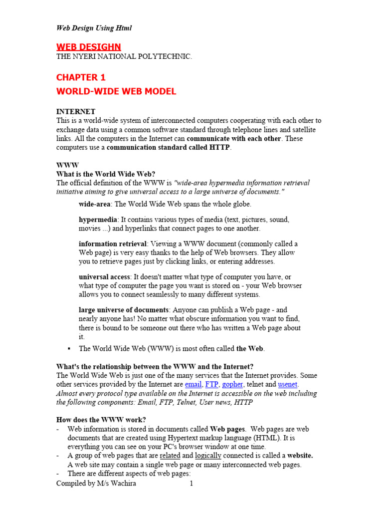 Web Design Notes | PDF | World Wide Web | Internet & Web