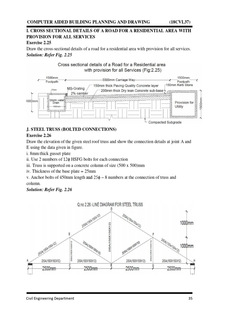Road Cross-Section & Steel Truss Drawing | PDF