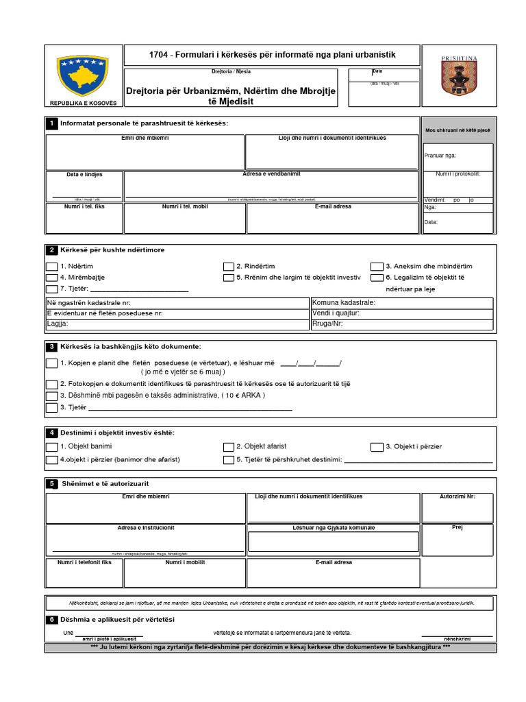 Kerkesa Per Informate Nga Plani Urbanistik | PDF