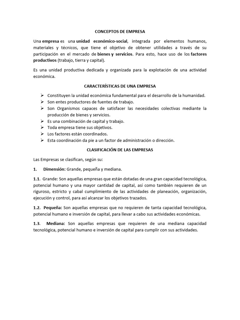 Concepto De Empresa