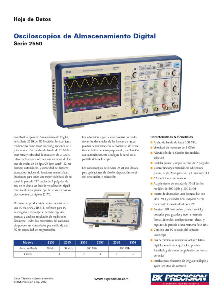 Bk-Precision 2550 Serie Datasheet | PDF | Vídeo | USB