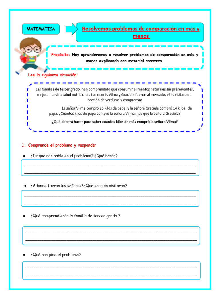 Ficha 26-10-23 MAT. Problemas de Comparació | PDF | Salud y bienestar