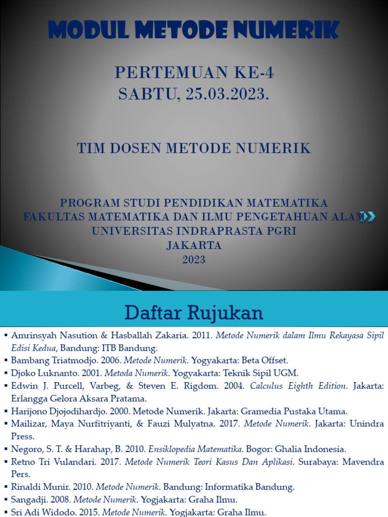 Materi Metode Numerik - Pertemuan Ke-4 - Genap TA 2022-2023 | PDF | Metode & Bahan Ajar | Sains ...