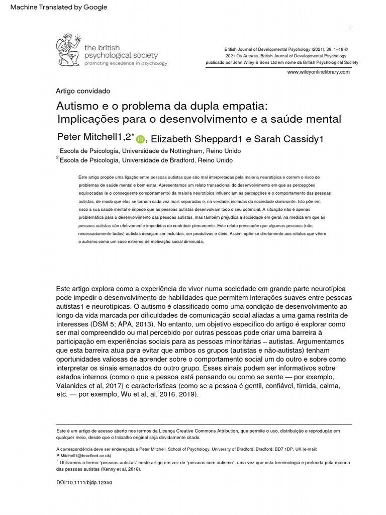 Autism and The Double Empathy Problem Implications | PDF | Espectro do ...