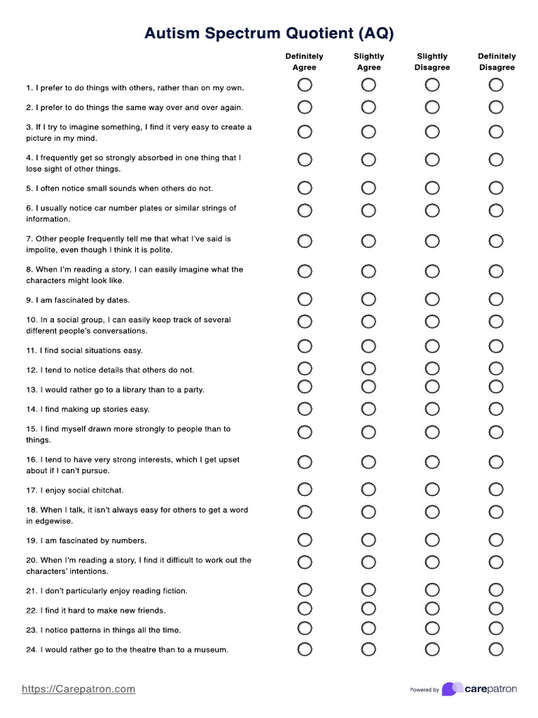 Autism Spectrum Quotient Assessment Guide | PDF | Behavioural Sciences ...